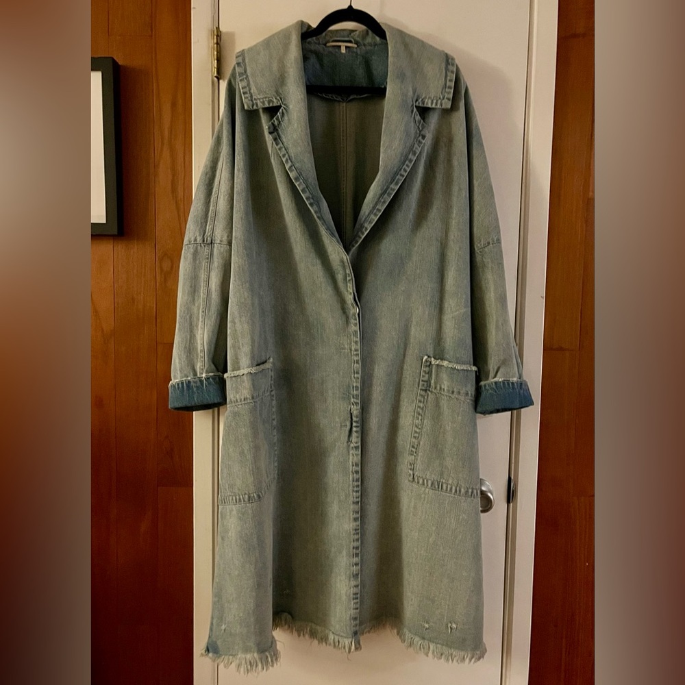 Free People Denim Duster Maxi Jacket - Gem